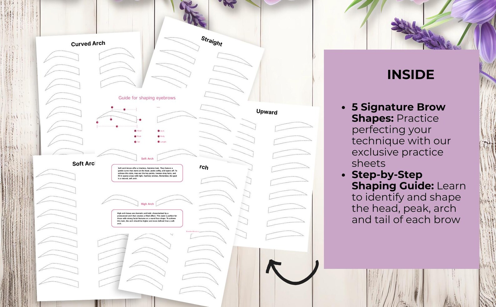 Eyebrow Practice Sheets | Brow Mapping | Browless Faces | Ombre Brows ...