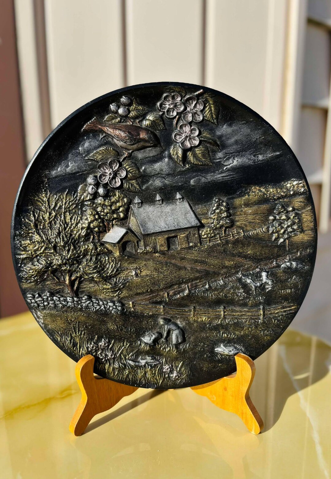 Vintage 1980 BYRON MOLDS Hand Painted 3D Ceramic Decorative Wall Plate ...