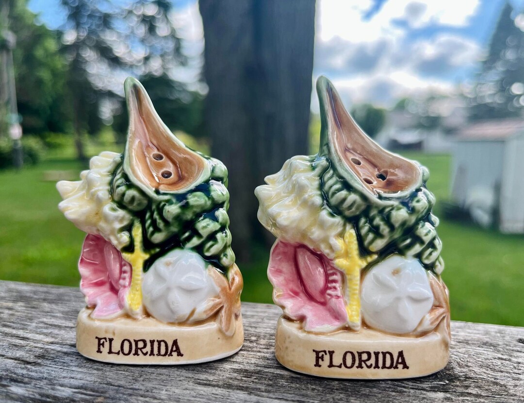 Vintage Florida Ceramic Sea Shells Salt and Pepper Shakers, Nautical ...
