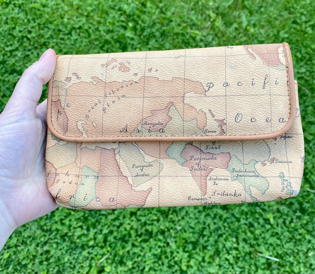 Vintage GITANO World Map Wallet Makeup Bag - Etsy