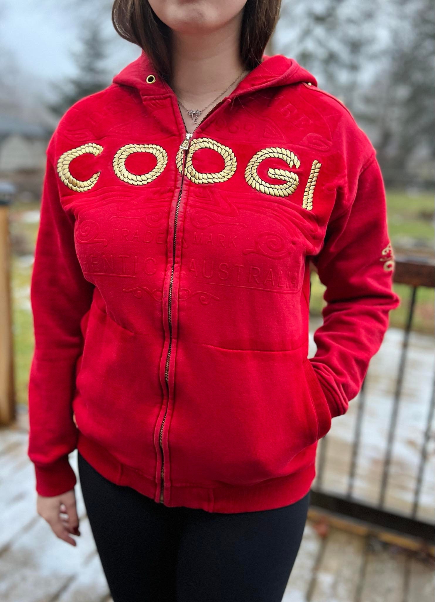 Men's Embroidered COOGI Australia Zip up Hoodie Jacket Size Men's Embroidered COOGI Australia Zip up Hoodie Jacket Size