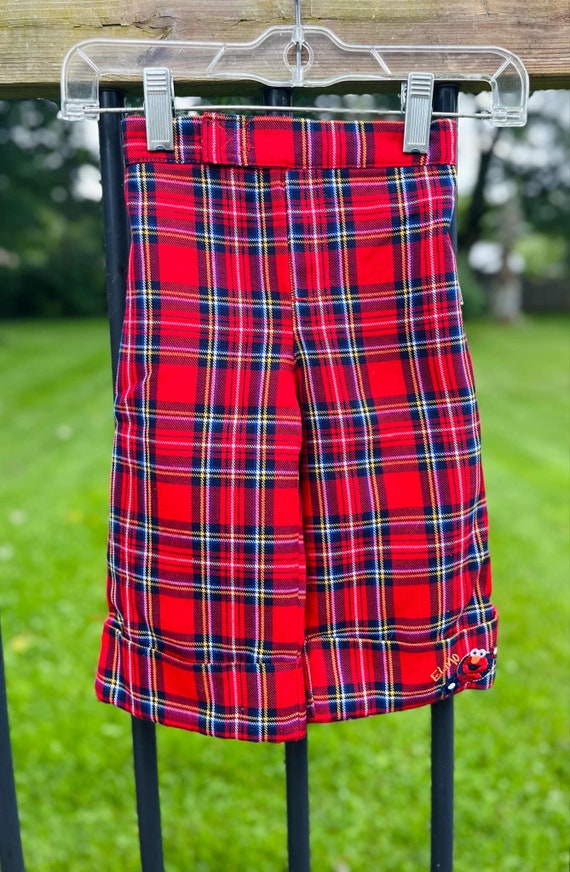 Vintage Baby Sesame Street Elmo Plaid Pants Size 12 M… - Gem