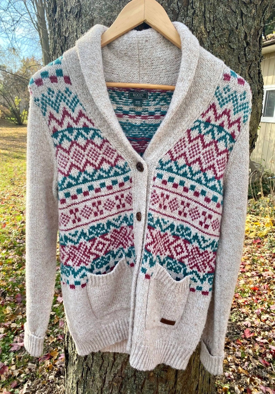 Vintage ROOTS Canada Knit Button Front Cardigan Sweater Size Medium - Etsy