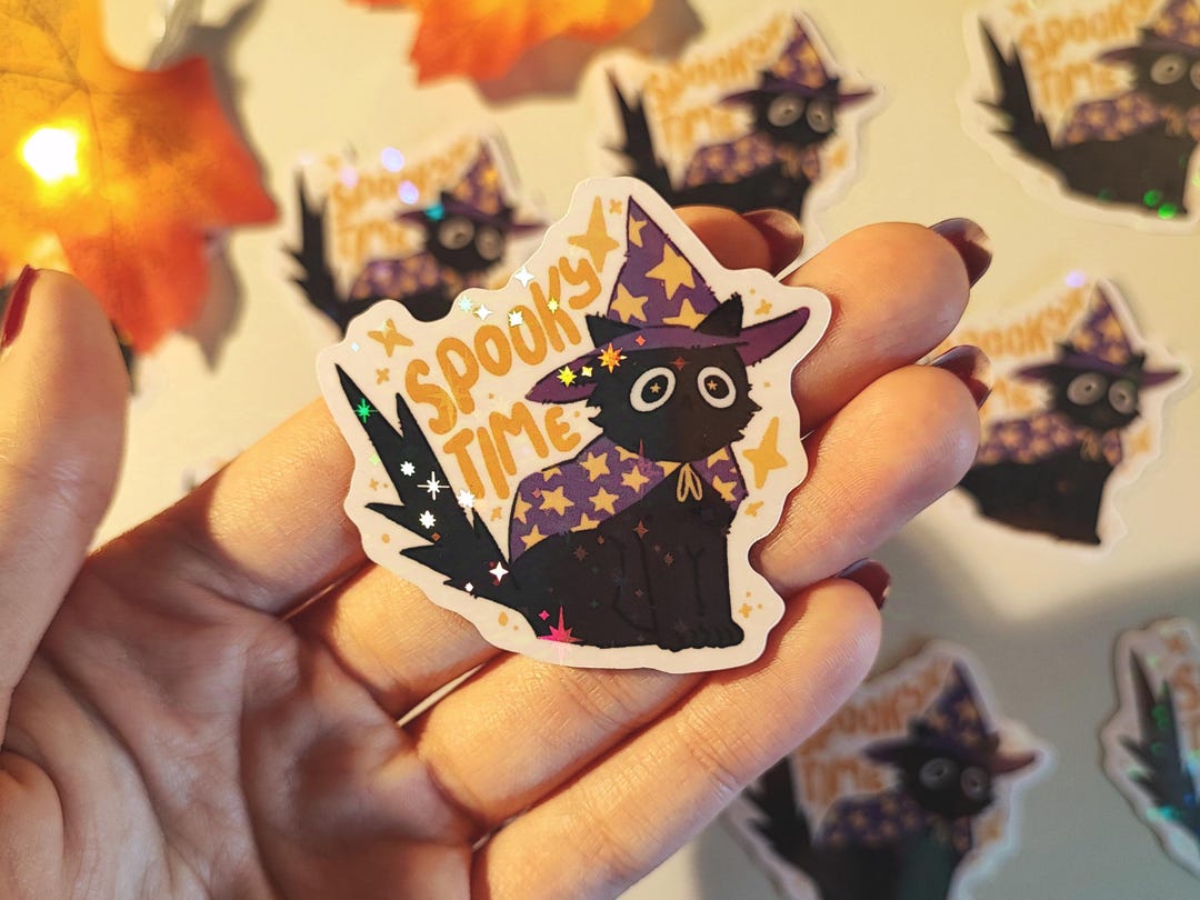 Spooky Time Black Cat - Sticker - Etsy