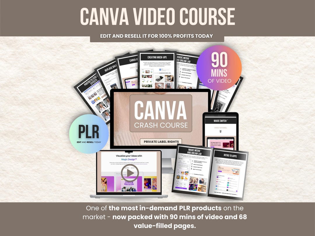 PLR Canva Video Course | 90-min Tutorial Bundle | Canva Crash Course PLR | Edit & Resell ...