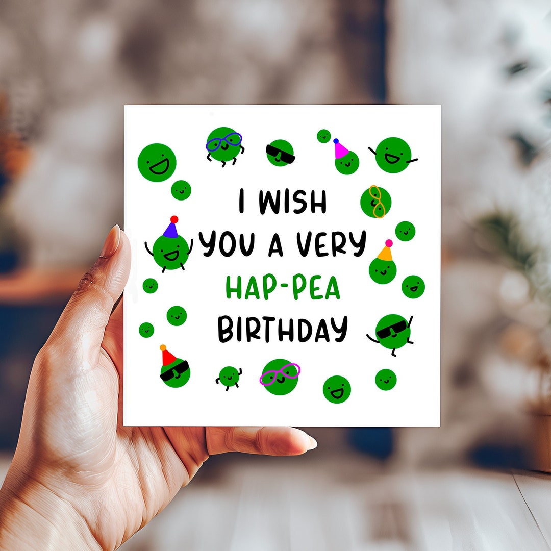Hap-pea Birthday Card, Funny Pea Pun Birthday Card, Happy Birthday Card ...