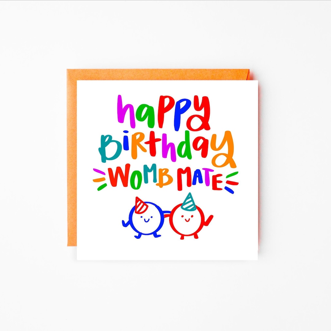 Twin Birthday Card, Womb Mate Birthday Card, Twin Sister Card,twin ...