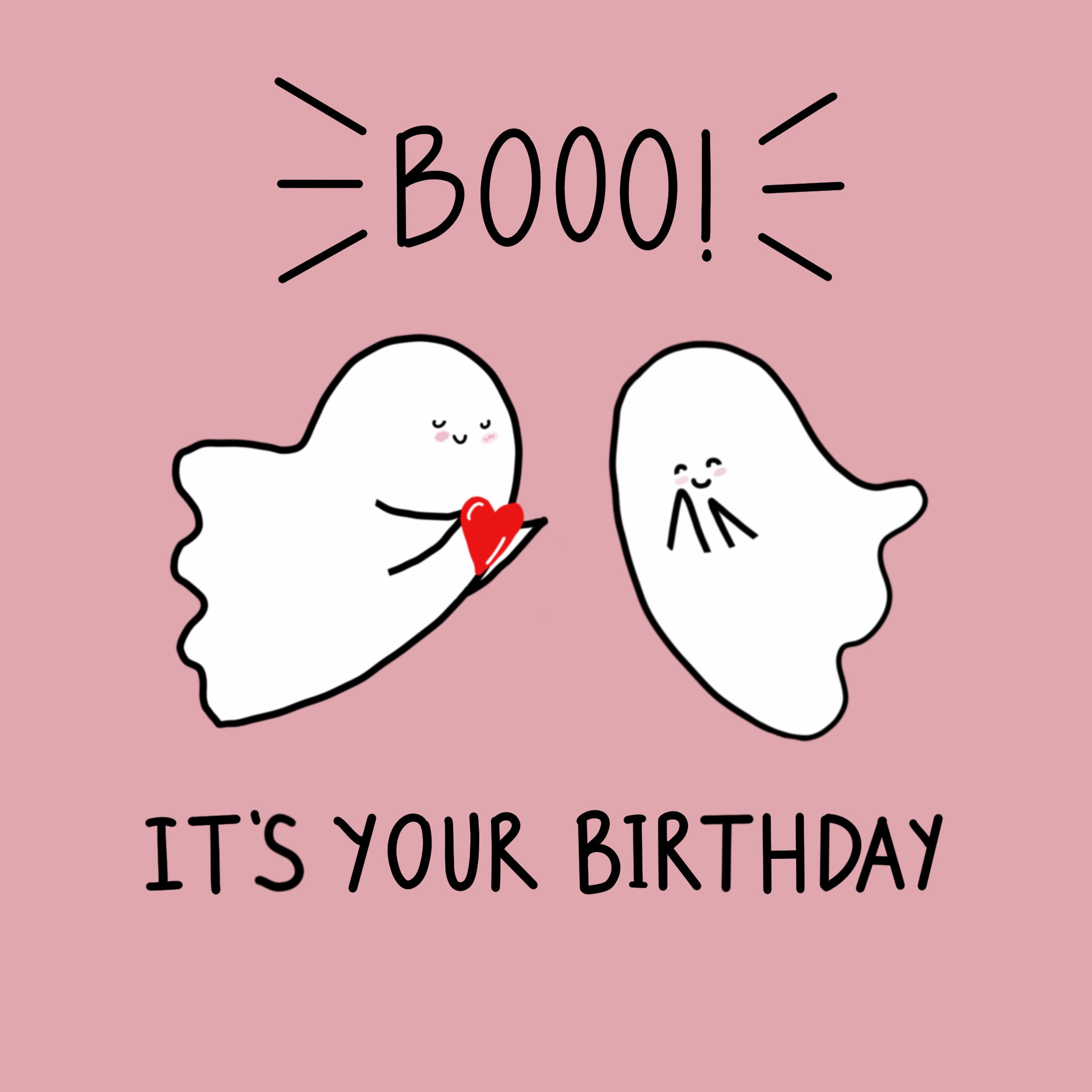 Cute ghosts birthday card funny birthday card kawaii ghost | Etsy