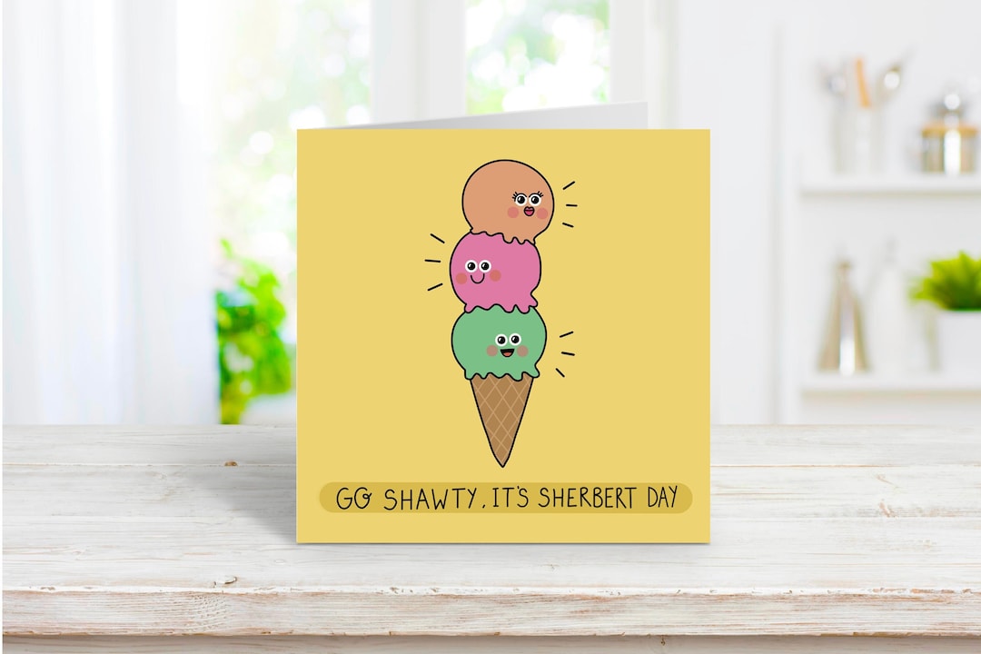 It' Sherbert Day Punny Birthday Card Funny Birthday Card Kawaii Card ...