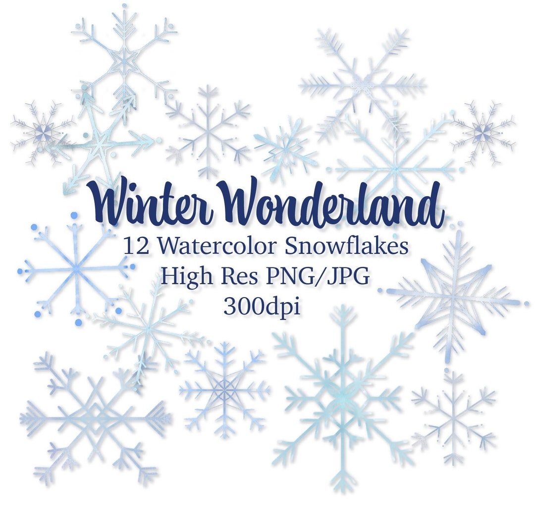 Watercolor Winter Clipart "winter Wonderland" Watercolor Snowflakes PNG ...