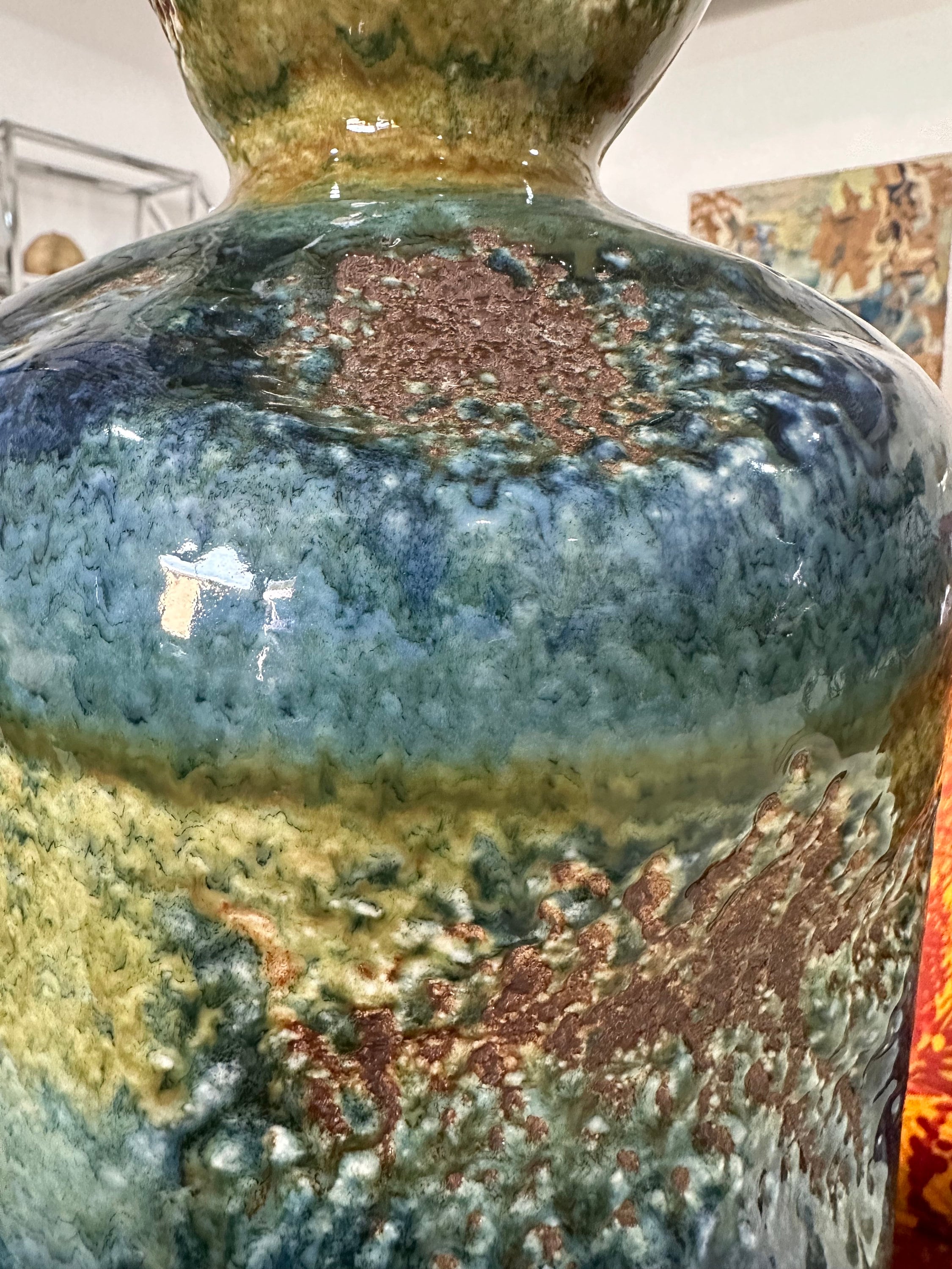 Pair of Fantastic Mid Century Modern Lava Drip Glaze Lamps Blue and ...