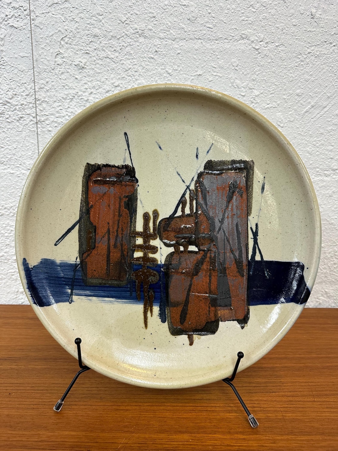 Mid Century Modern Studio Pottery Charger Dish Signed, Abstract ...