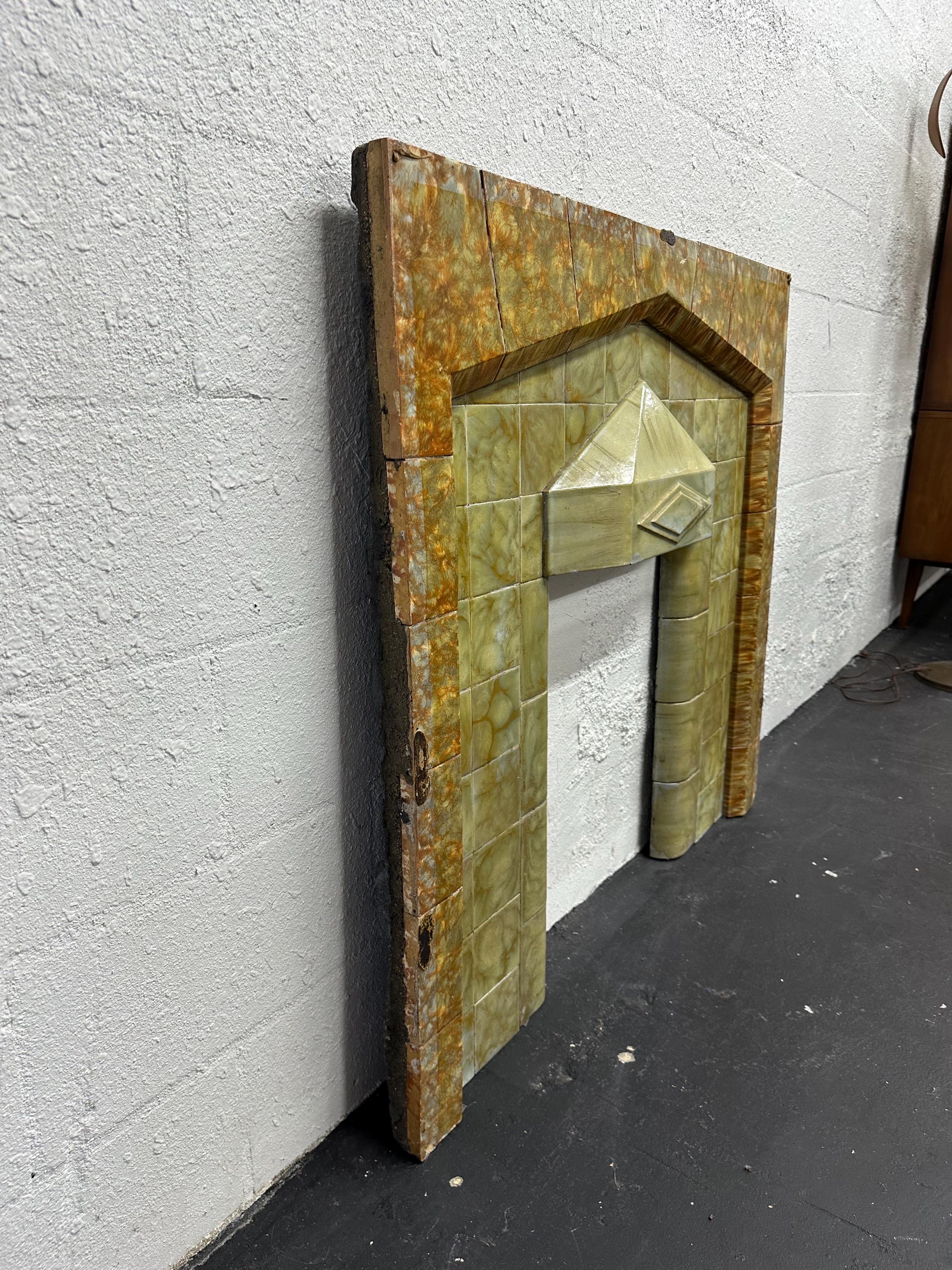 Antique Arts and Crafts Style Oak and Tile Fireplace Surround Shipping ...