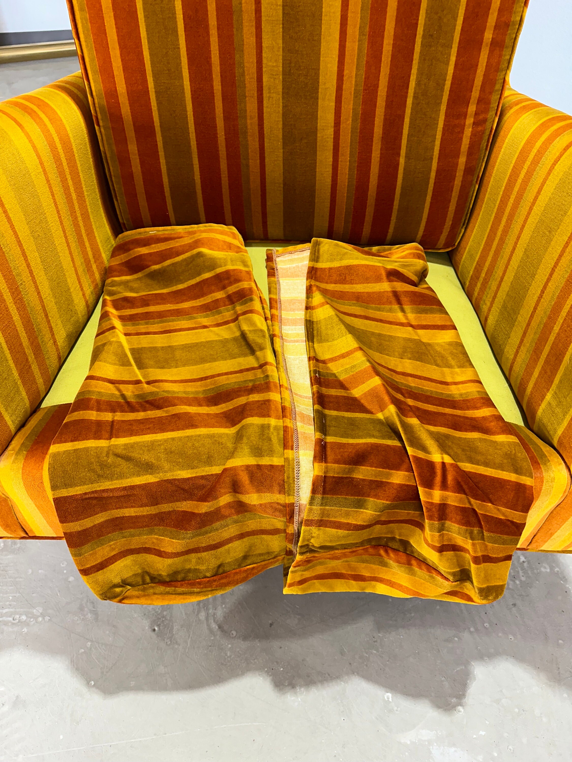 Mid Century Modern Striped Velvet Wingback Lounge Chair Shipping Not ...