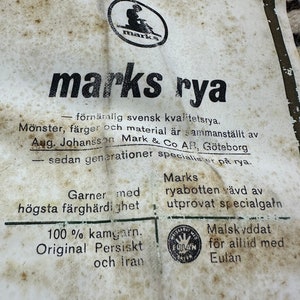 Vintage Marks Rya Sweden Bird Area Rug Ingrid Jagarz MCM - Etsy