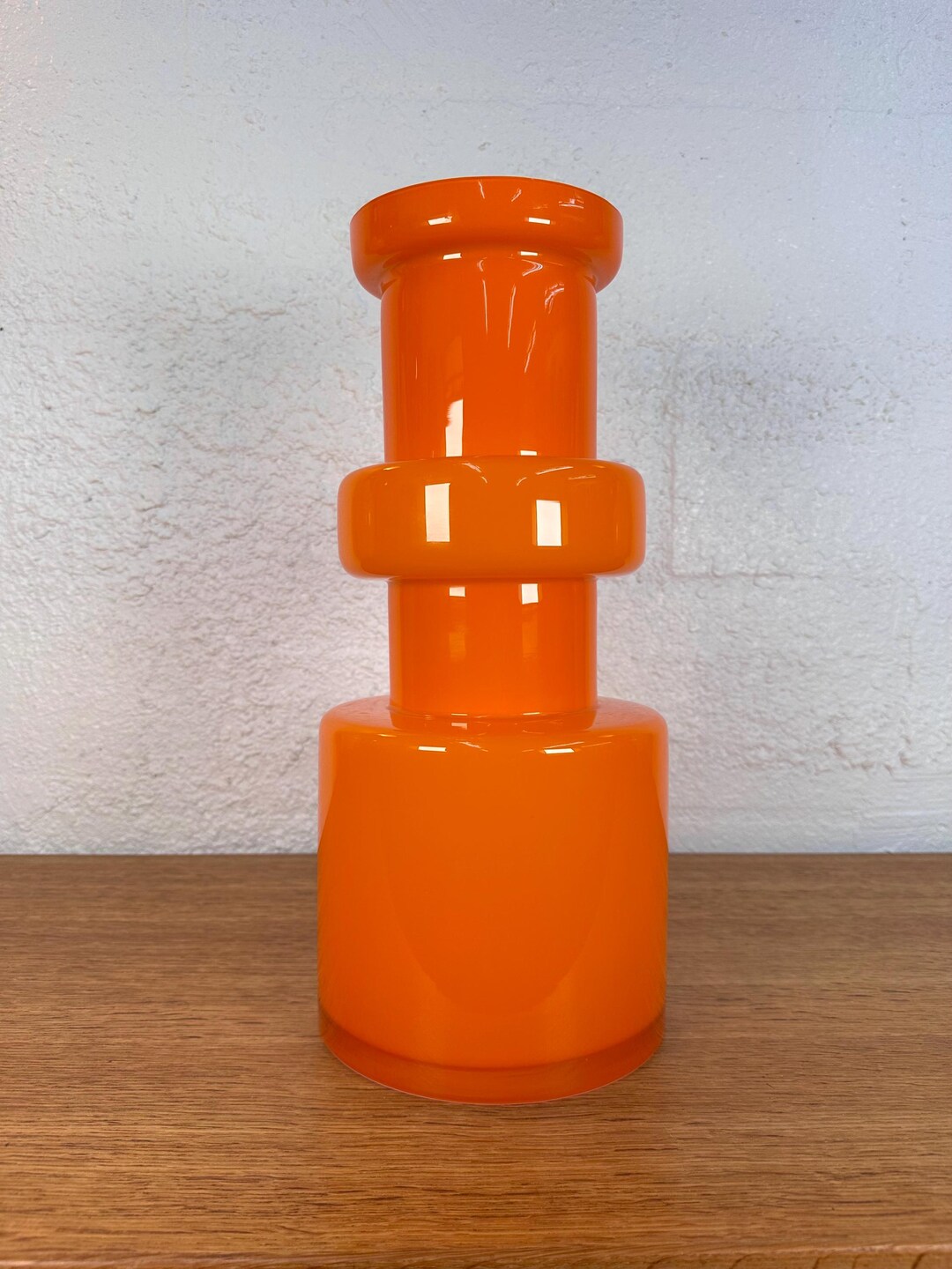 XL Holmgaard Scandinavian Orange Cased Glass Hoop Vase by Michael Bang ...