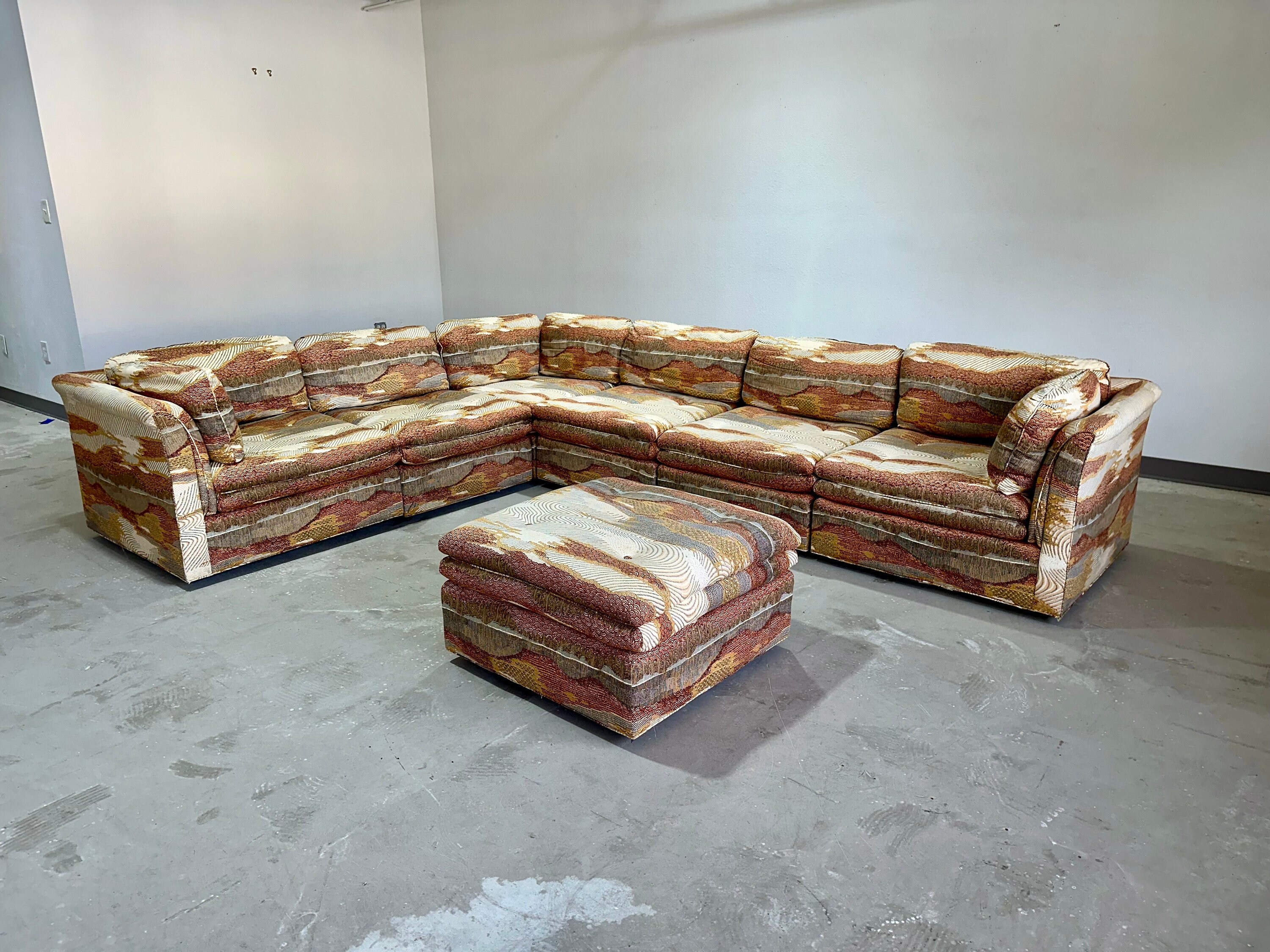 Vintage Modular Pit Sectional Sofa Shipping Not Free Msg for Estimate ...