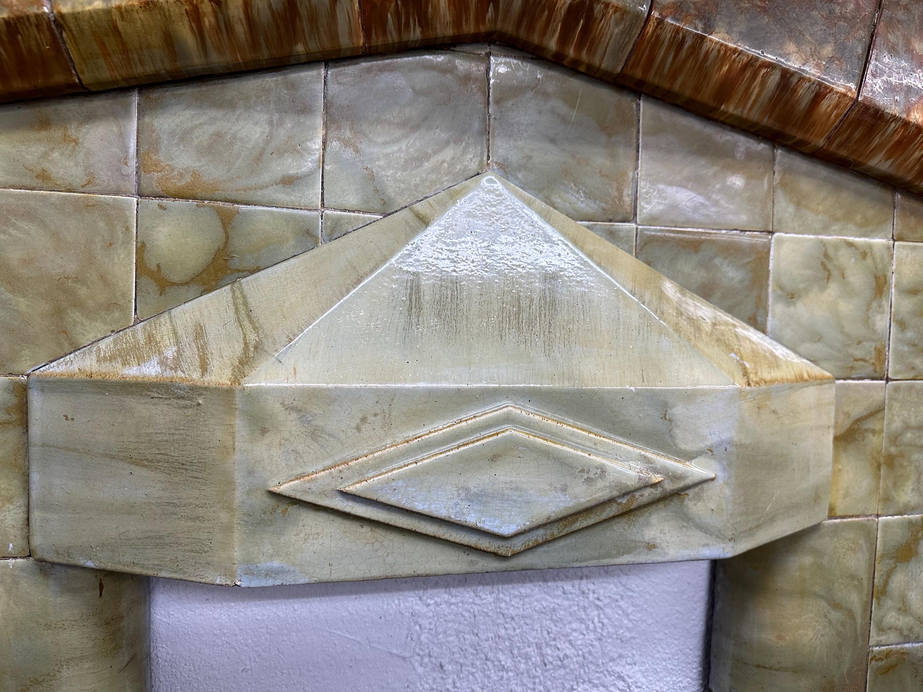 Antique Arts and Crafts Style Oak and Tile Fireplace Surround Shipping ...
