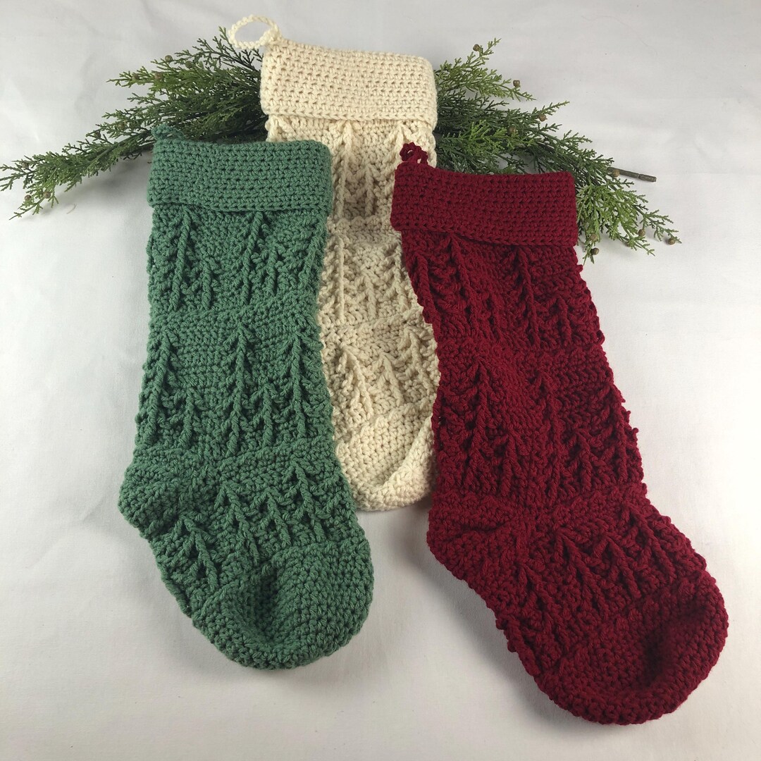 Pine Tree Crochet Christmas Stocking - Etsy