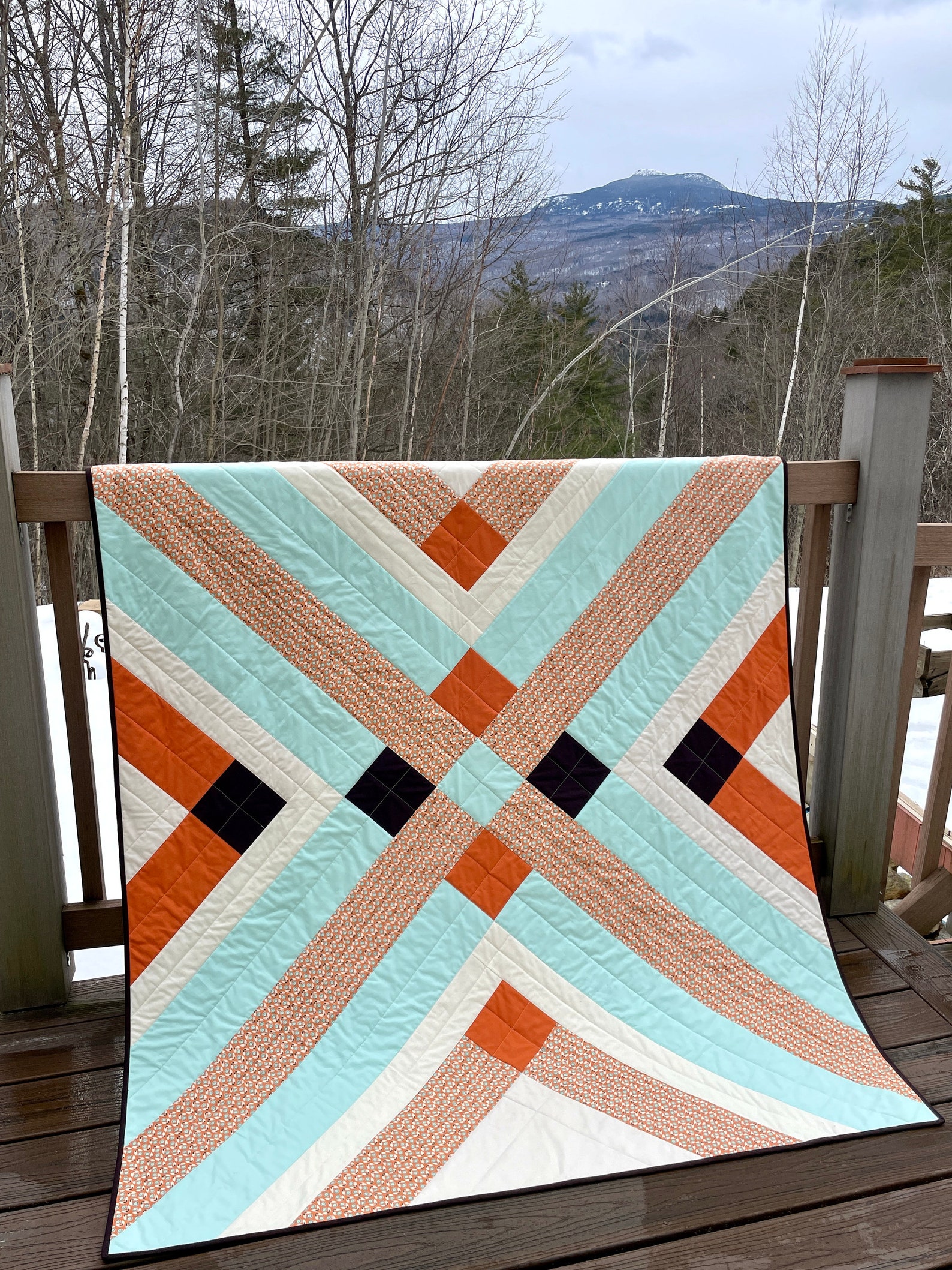 Modern Graphic Quilt Retro Plaid Quilt Minimalist Throw Handmade ...