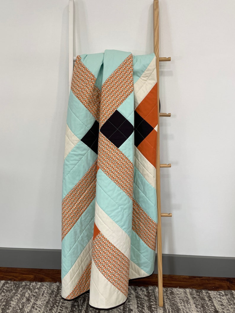 Modern Graphic Quilt Retro Plaid Quilt Minimalist Throw Handmade ...