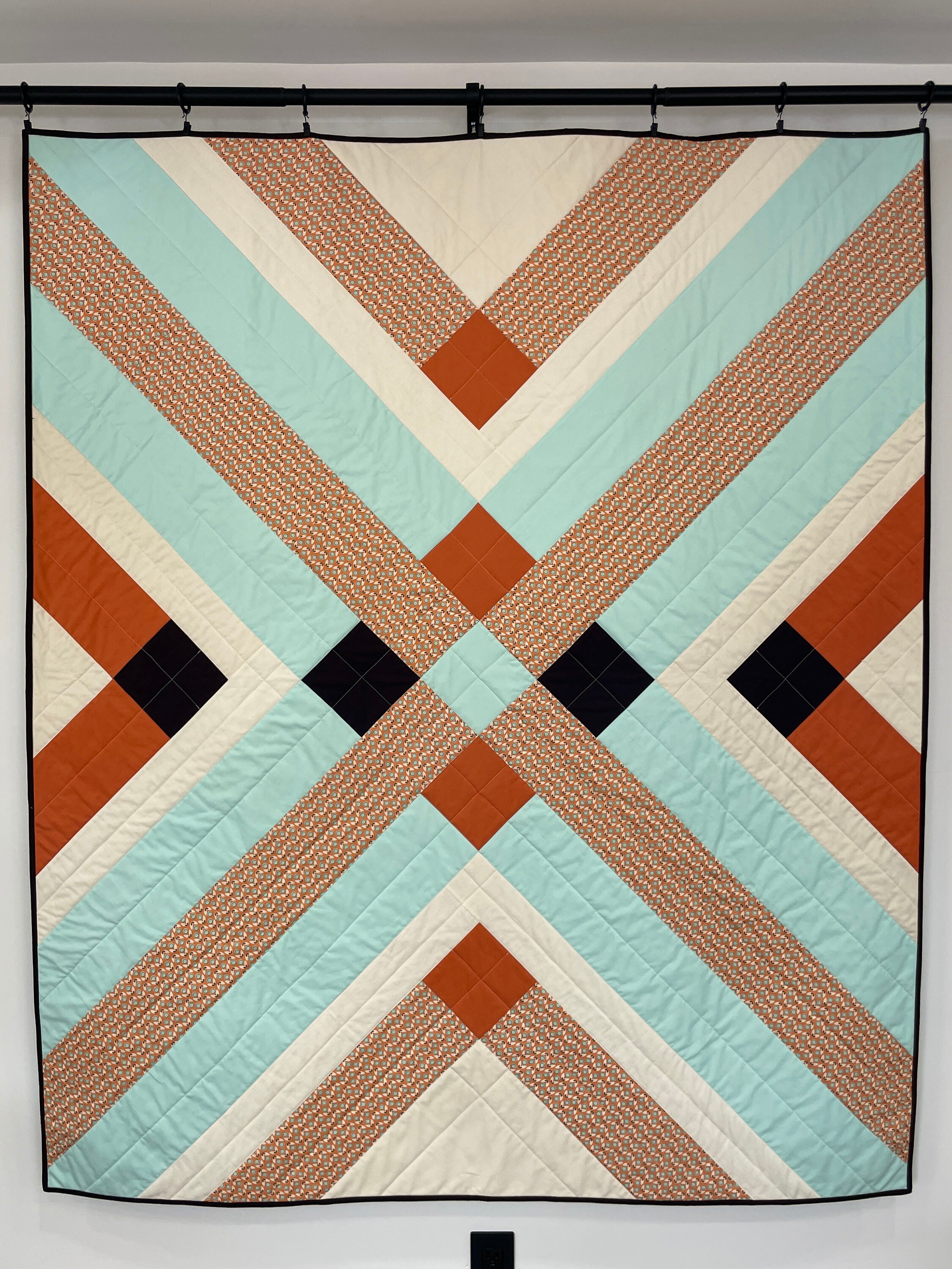 Modern Graphic Quilt | Retro Plaid Quilt | Minimalist Throw | Handmade ...