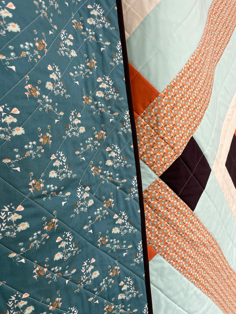 Modern Graphic Quilt | Retro Plaid Quilt | Minimalist Throw | Handmade ...