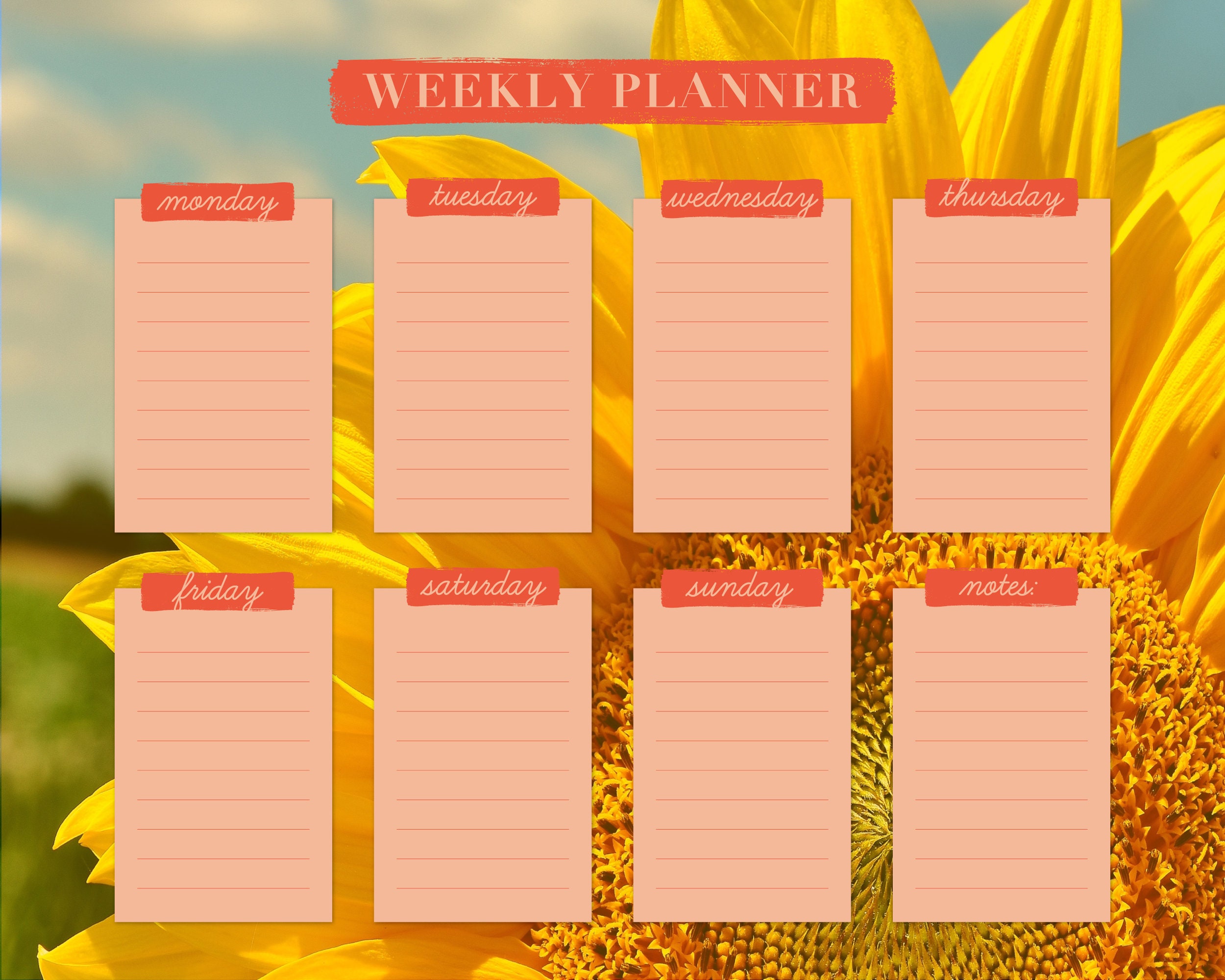 Aesthetic Weekly Calender Digital Printable VSCO Girl - Etsy