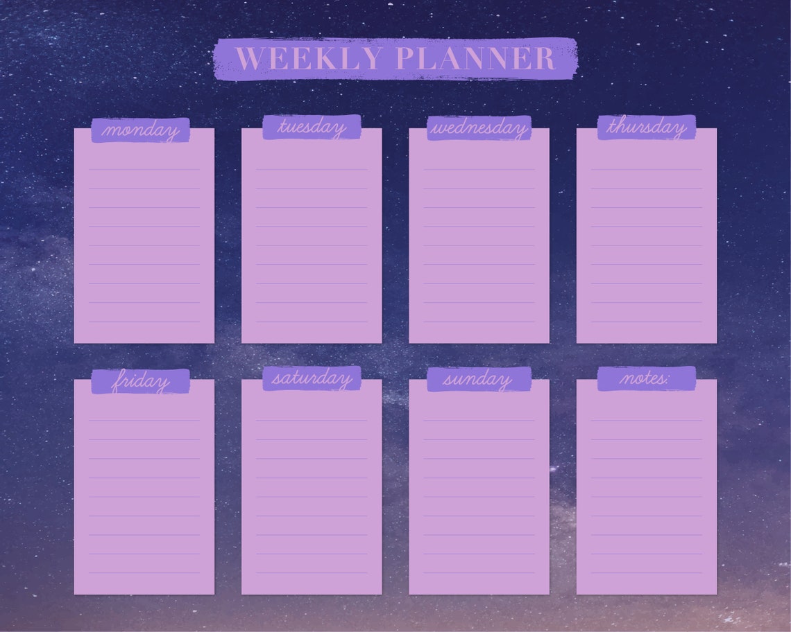 Aesthetic Weekly Calender Digital Printable VSCO Girl Weekly Planner ...