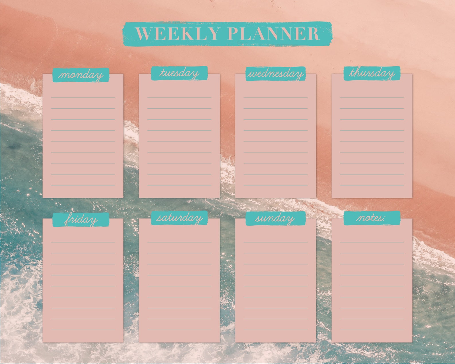Aesthetic Weekly Calender Digital Printable VSCO Girl Weekly Planner ...