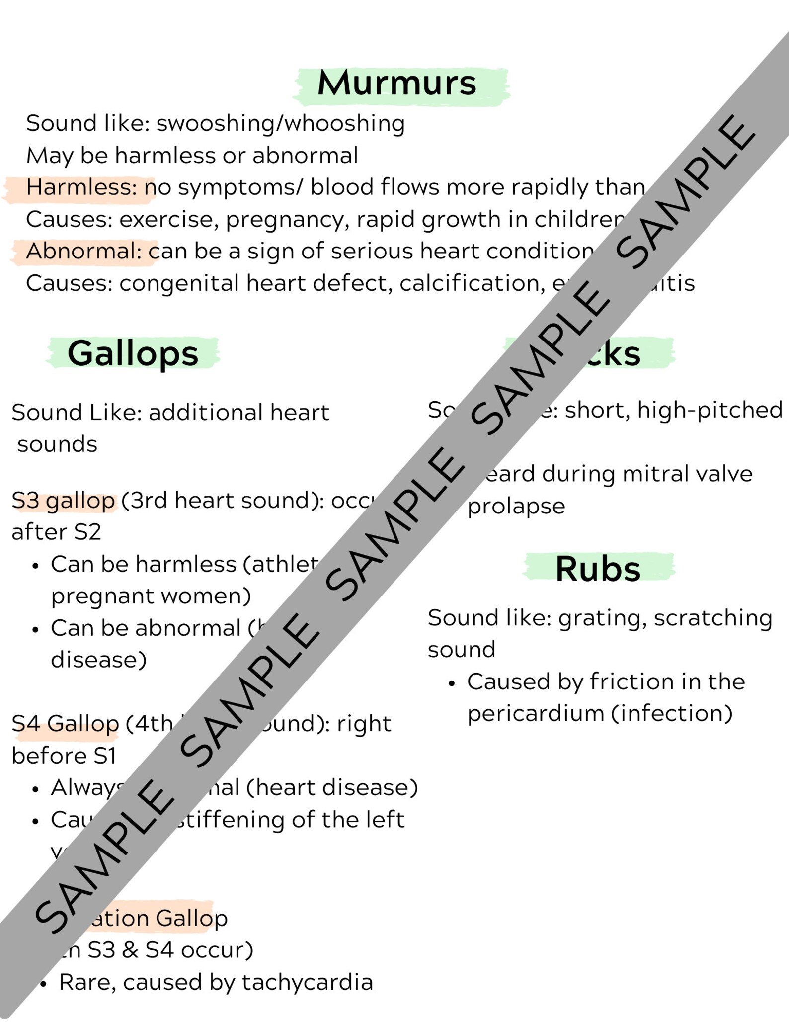Assessment: Heart Sounds/cardiac PDF for Nursing Students, Clinical ...