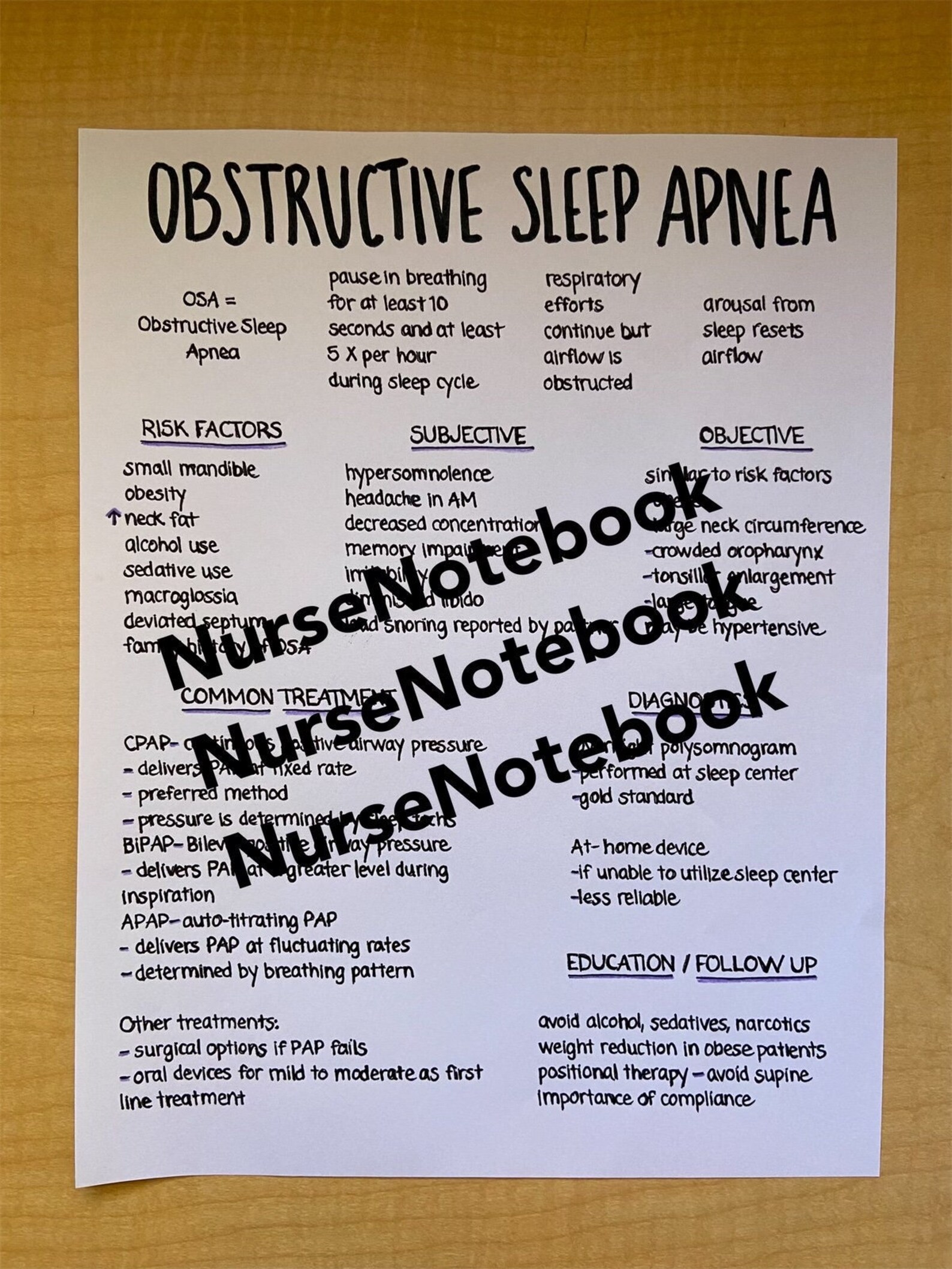 Obstructive Sleep Apnea Quick Clinical Guide PDF Download for - Etsy