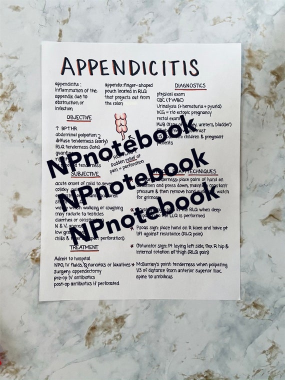 Appendicitis Quick Clinical Guide for NP students nursing | Etsy