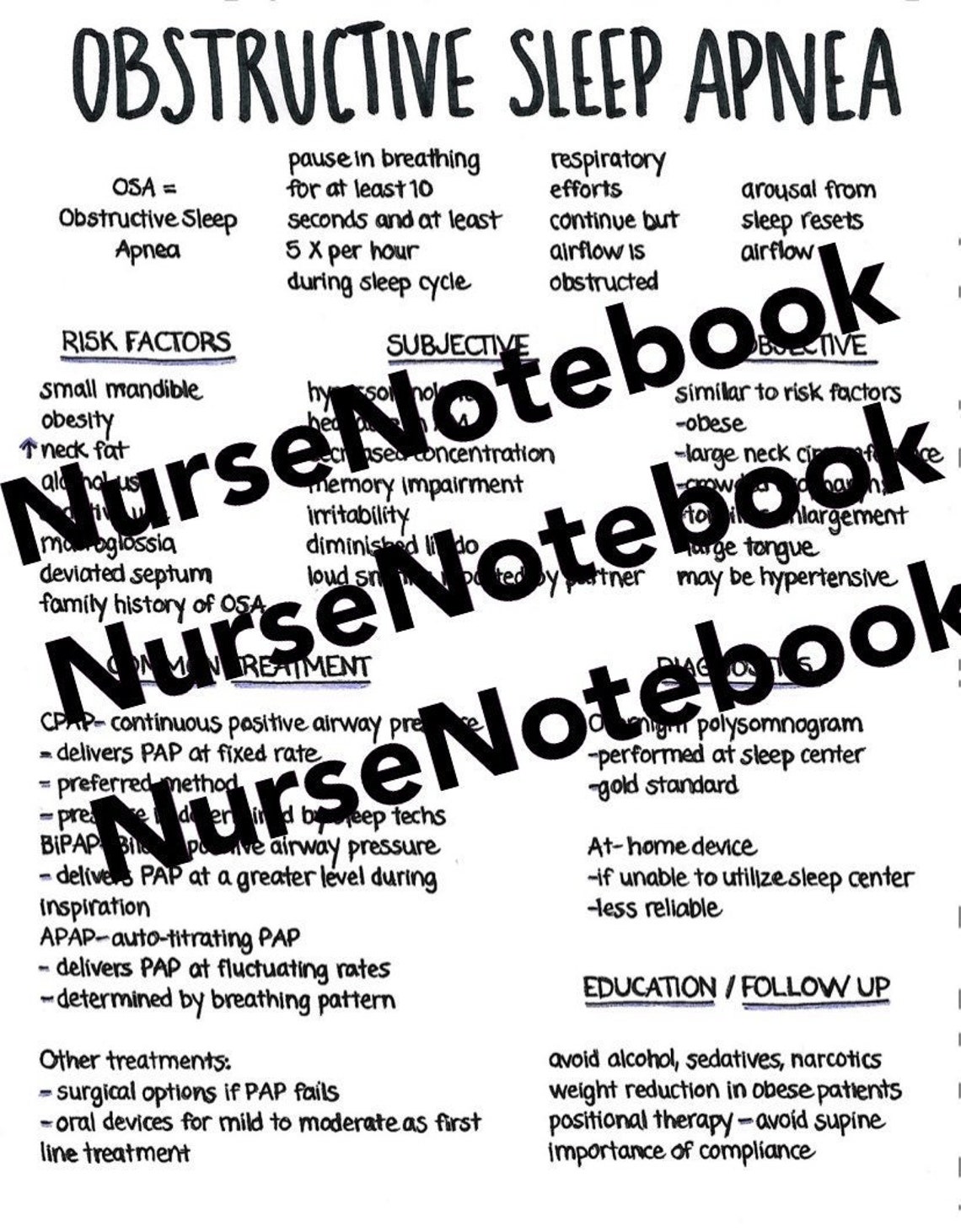 Obstructive Sleep Apnea Quick Clinical Guide PDF Download for Nursing ...