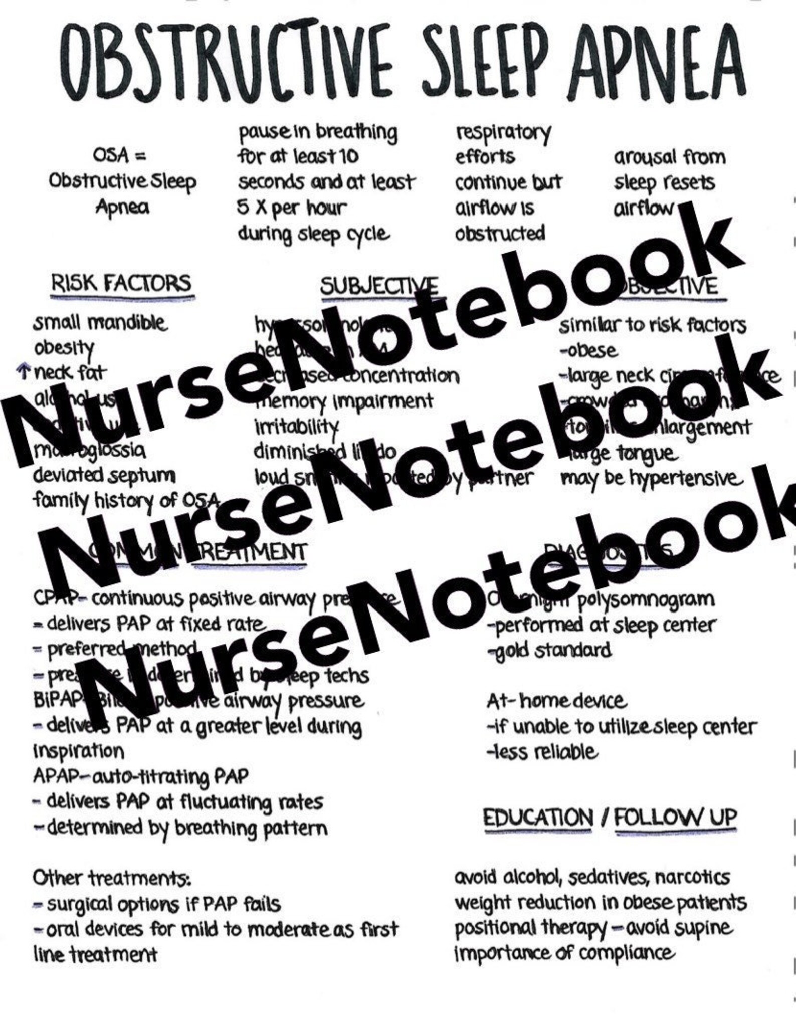 Obstructive Sleep Apnea Quick Clinical Guide PDF Download for Nursing ...