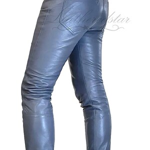 Steel Grey Color Leather Skinny Pipes Drainpipe Skintight Leather Jeans ...