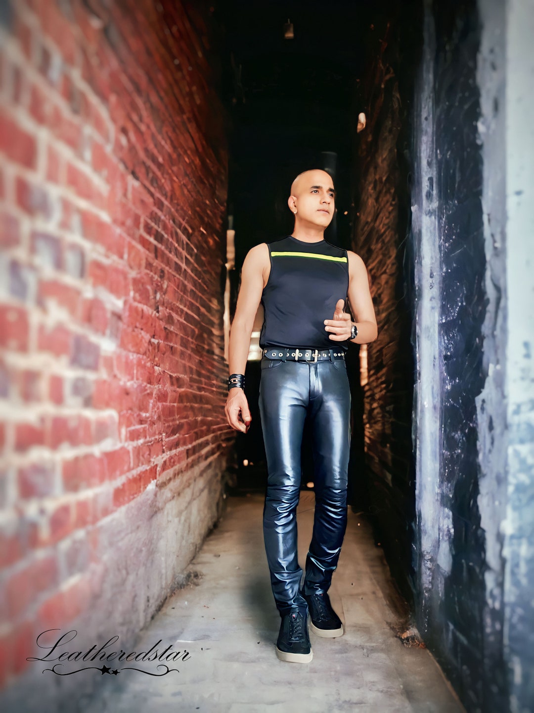 Black Leather Skintight Leather Jeans Super SKINNY Leather Pant Causal ...