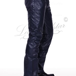 Navy Blue/ Dark Blue Leather Slimfit Soft Leather Jeans Pant 501 Style ...