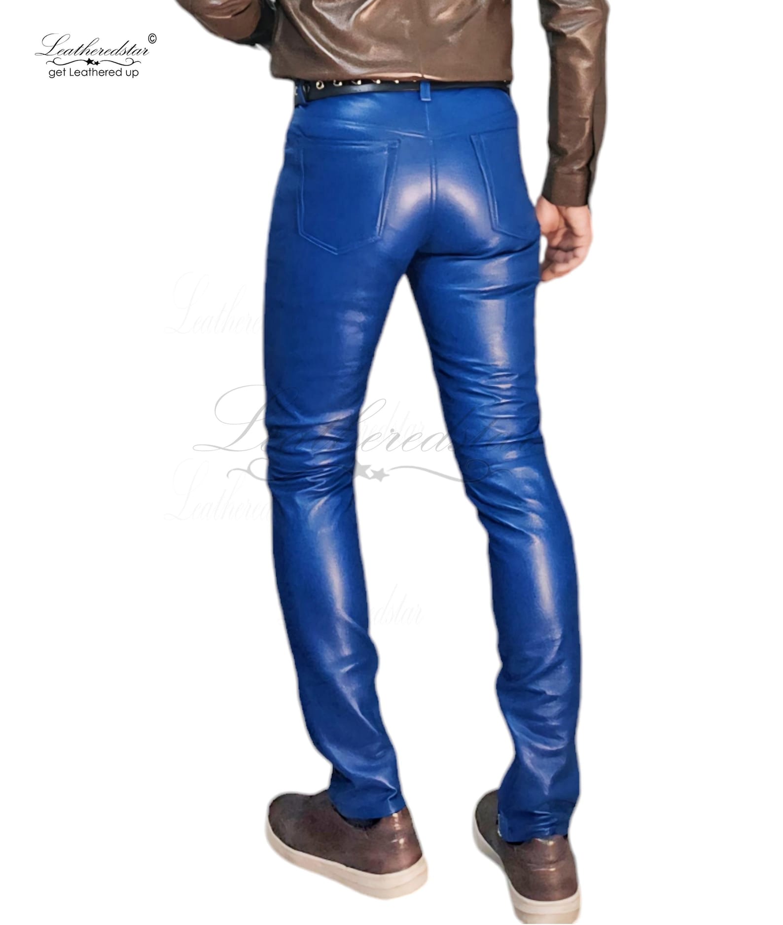Electric Blue Color Leather Skinny Skintight Leather Jeans, Pant ...