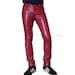 Dark RED, Cherry Color Leather Skinny Skintight Leather Jeans, Pant ...