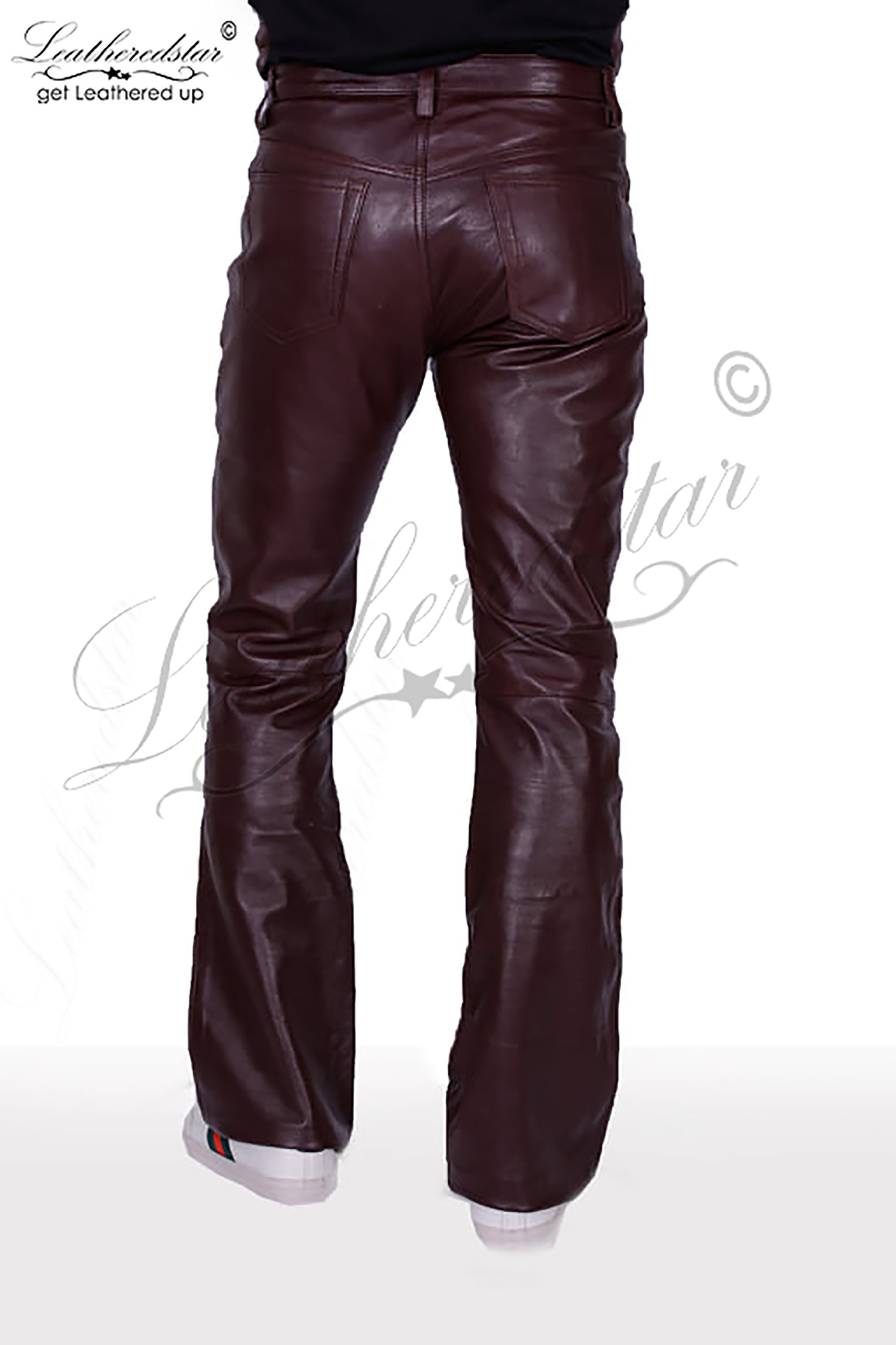 Bootcut Leather Jeans Pant Made in Burgundy Color Similar to 517 Fit Made in Soft Sheepskin Classic Causal Wear Etsy UK