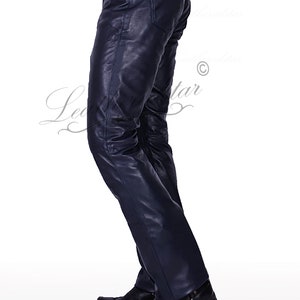 Navy Blue/ Dark Blue Leather Slimfit Soft Leather Jeans Pant 501 Style ...