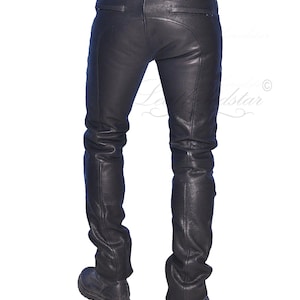 Leather Jeans Leder Pant With Quilted Panel, Knee Detail, Round Cut ...