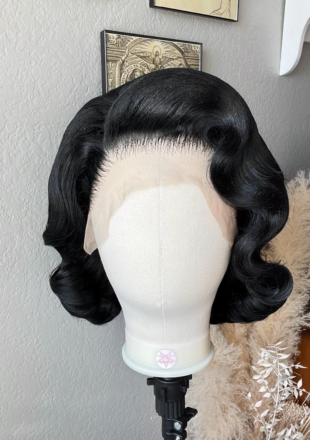 Black Vintage Waves Wig With Hand-sewn Hairline for Drag, Burlesque or ...