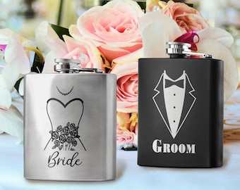 Mr. and Mrs. Flask Set Bride and Groom Flask Set Couples - Etsy