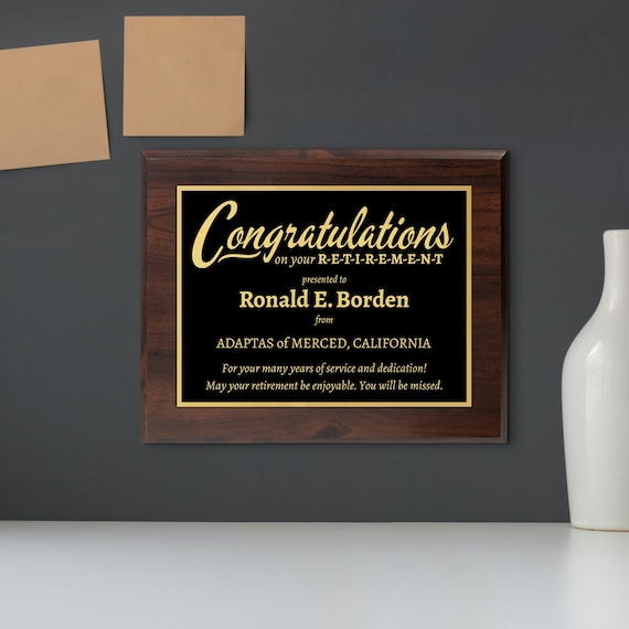 Personalized 8 X 10 Retirement Plaque for Men or Women - Etsy