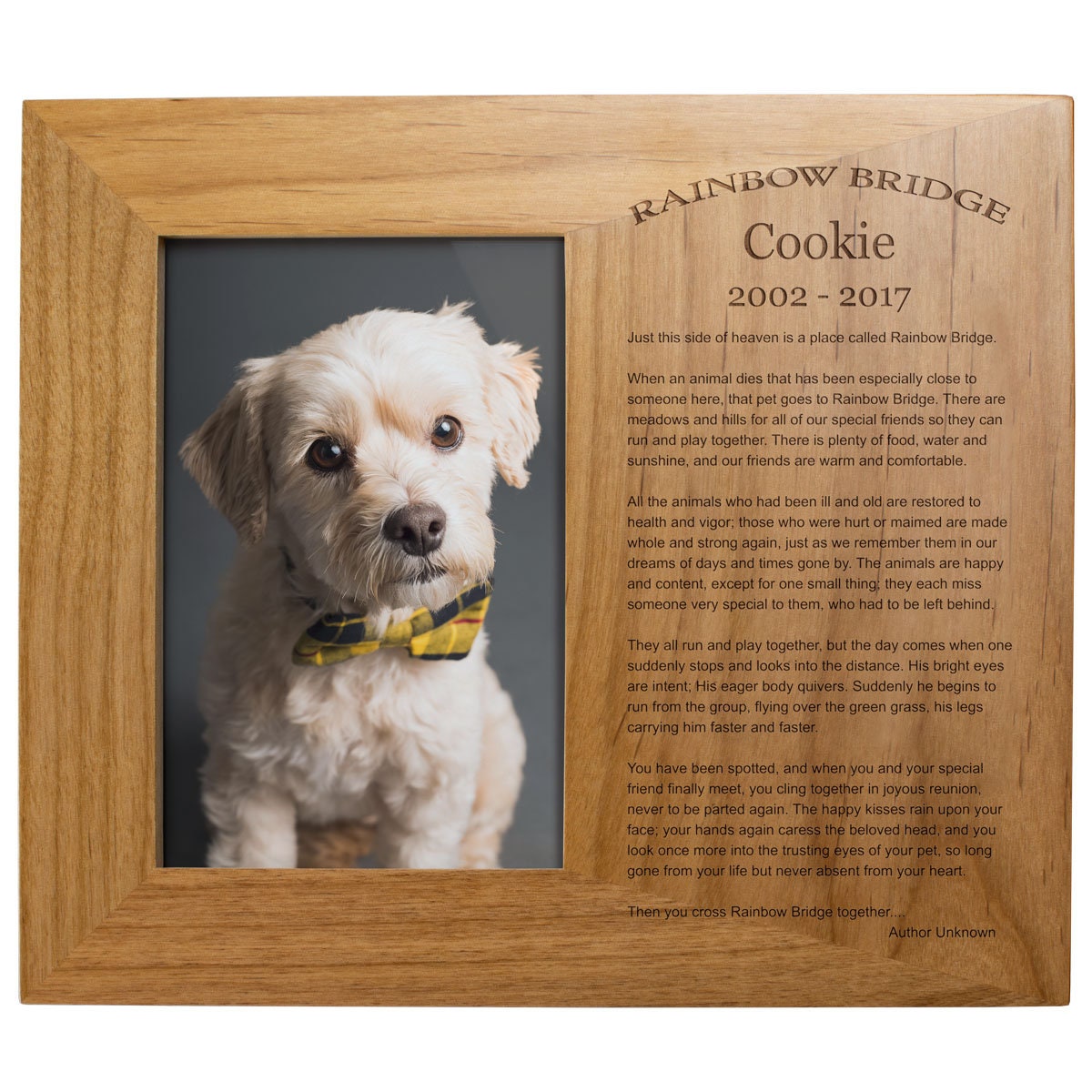 Rainbow Bridge Picture Frame - Customized With Your Dog's Name and ...
