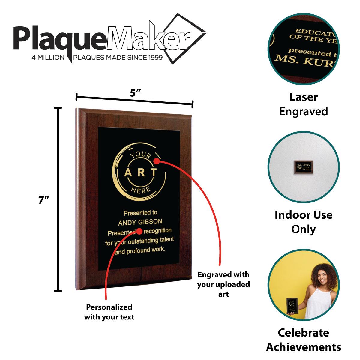 Recognition Plaque Custom Wooden Award Plaque - Personalized Engraved ...