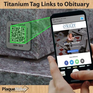 Customized Titanium Memorial QR Obituary Tags - Etsy