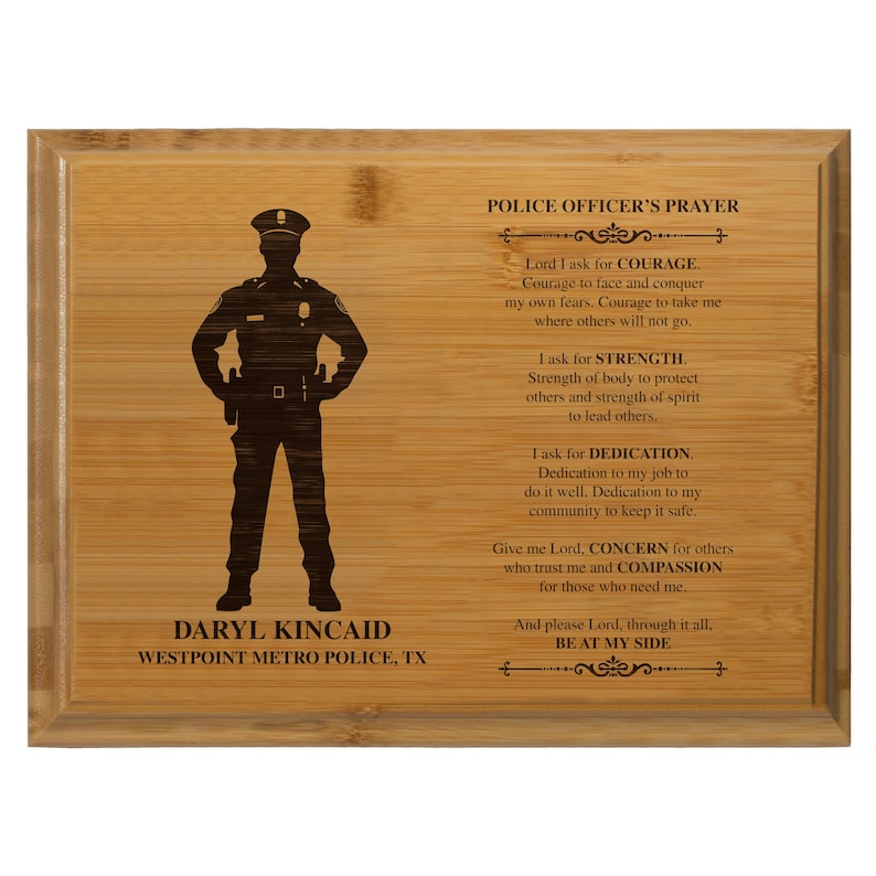 Customizable Police Officer's Prayer Plaque, 9x12 Inches, Bamboo - Etsy